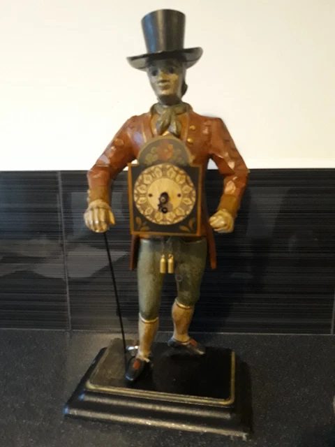 RARE VINTAGE DUTCH Figure Clock Seller Man Of Time. Schwarzwald black ...