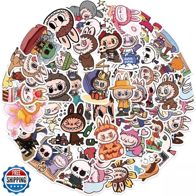 50 PCS LABUBU Cartoon Stickers Water Bottle Fun Waterproof Stickers ...
