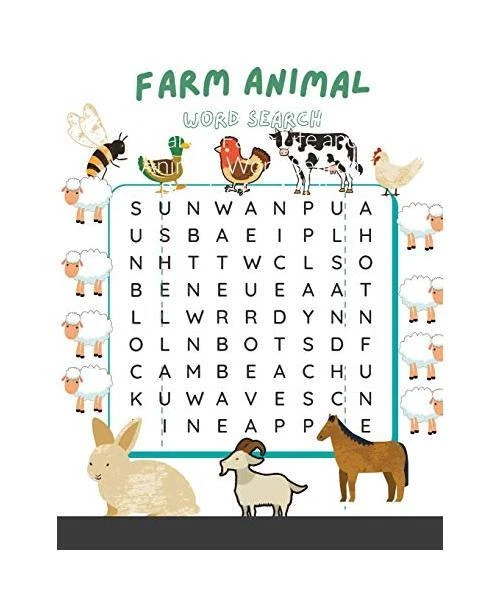 FARM ANIMAL WORD Search: Farm Life and Animals Word Search Puzzles for ...