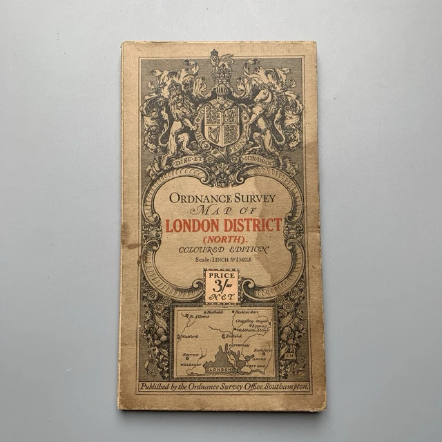ANTIQUE ORDNANCE SURVEY Map of London (North) District (Ordnance Survey ...