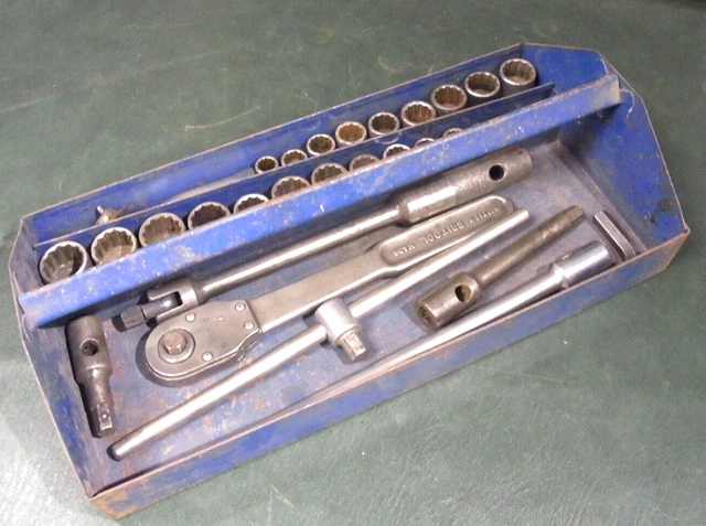 VINTAGE 32 PIECE Britool Hex Drive Socket Set Whitworth AF Metric Steel ...