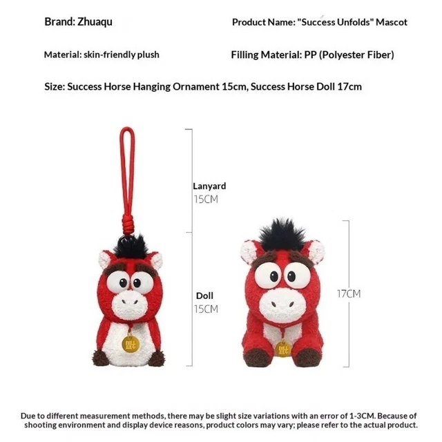 STUFFED HORSE PLUSH Doll 17cm Long-haired Pony Keychain Year Of The ...