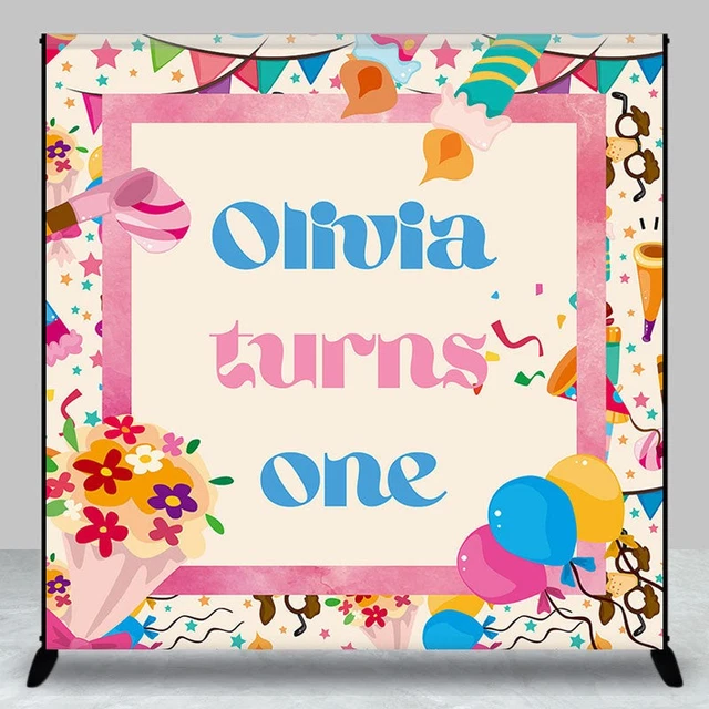 PERSONALIZED NAME PINK Birthday Party Backdrop for Girl $36.09 ...
