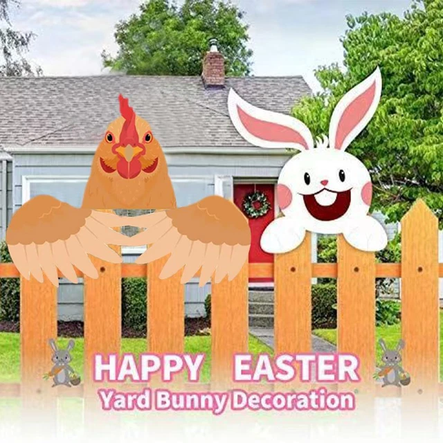 EASTER BUNNY FENCE Decoration Peeping Fence Garden For ThemV1 ...