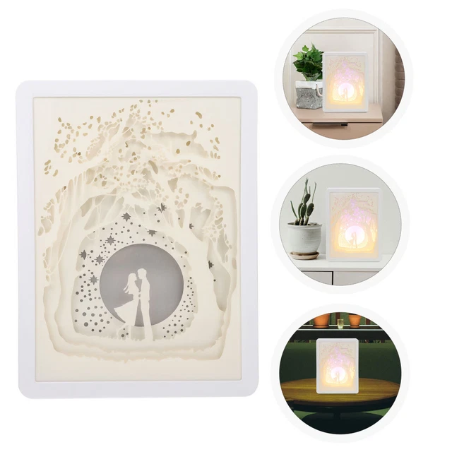 WHITE PLASTIC 3D Paper Carving Lamp LED Bedside Light Nursery Night £19 ...