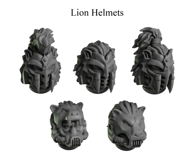 LION HELMETS X5 3d printed Conversion Parts Sci-fi Wargaming Miniatures ...