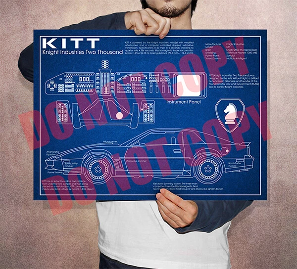 KNIGHT RIDER KITT - Blueprint Schematic - Poster Print Size A3 £10.00 ...