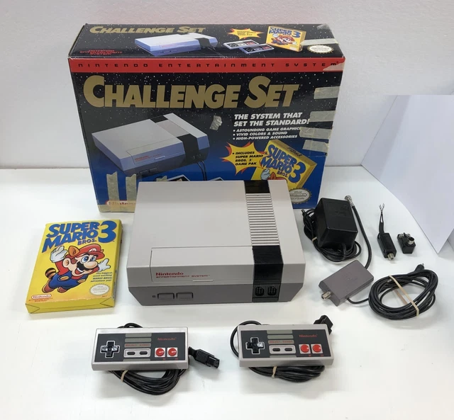 NINTENDO NES CHALLENGE Set w/Box Super Mario Bros 3 2 Controllers ...