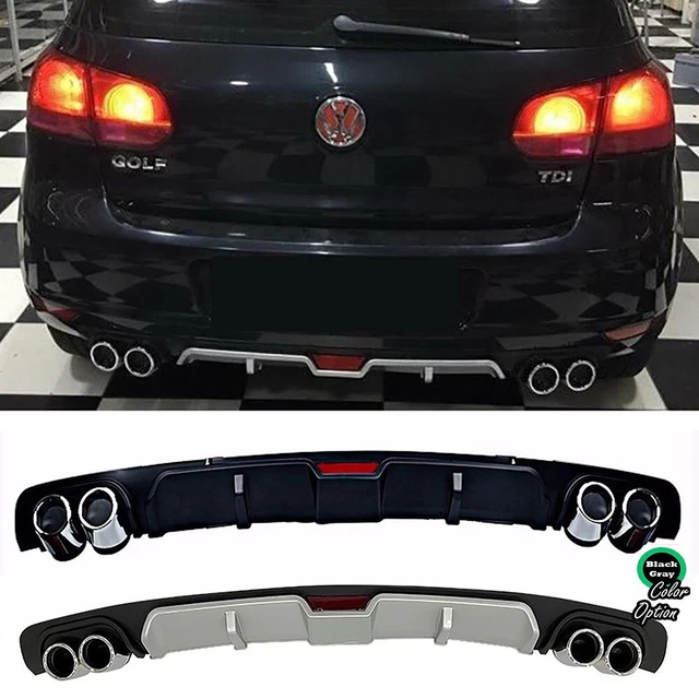 FOR VW GOLF Mk6 Rear Diffuser Diffusor Black or Gray + Exhaust View ...