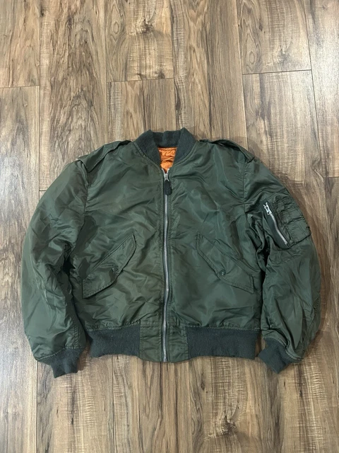 VTG ALPHA INDUSTRIES Military Bomber Jacket M Green L2B Flyer Vietnam ...