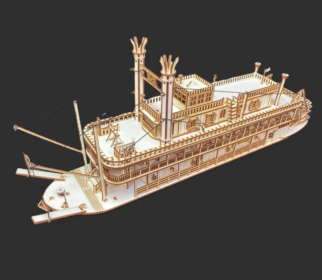 LASER CUT WOODEN Paddle Steamer Riverboat 3D Model/Puzzle Kit £49.99 ...