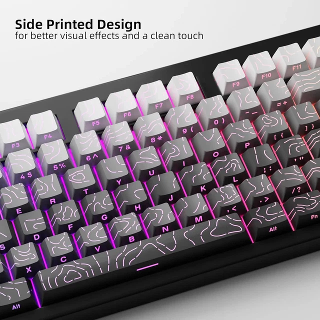 TRANSPARENT PBT SIDE Engraved Keycaps 132 Keys Cherry Profile Backlit ...