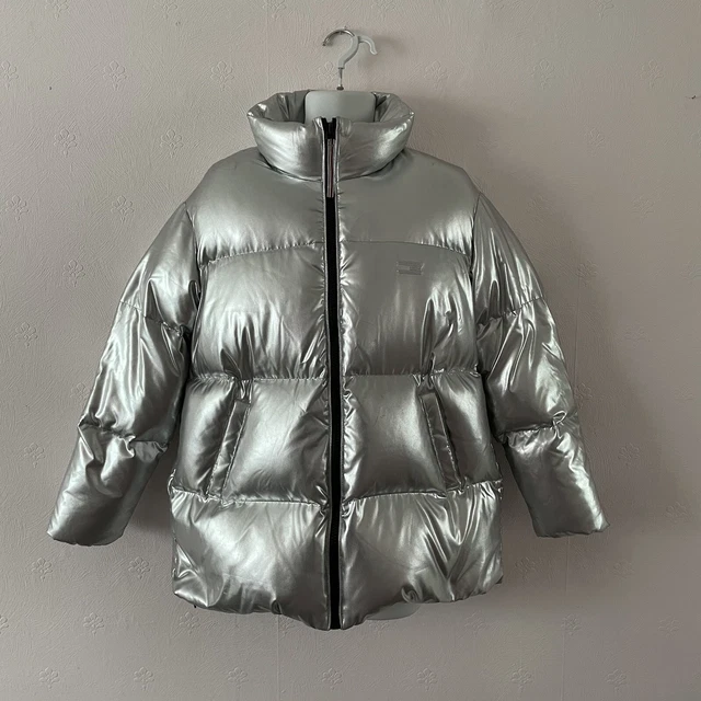 TOMMY HILFIGER ICONS Puffer Jacket - L - Silver - Coat Duck Down ...