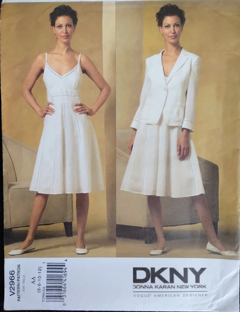 VOGUE V2966 DESIGNER DKNY Sewing Pattern Dress Jacket Size 6-12 UNCUT ...