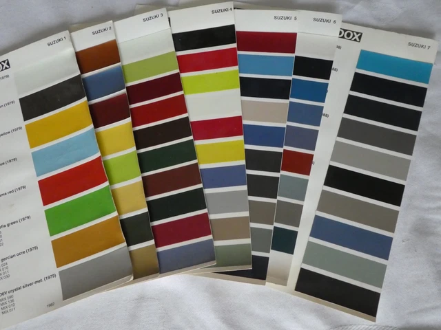 SUZUKI FARBTABELLE FARBKARTE 1979 1988 Farbmuster Lackmuster Lacktabelle STANDOX EUR 22,00 ...