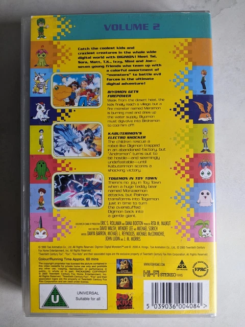 DIGIMON DIGITAL MONSTERS Vol 2 Vhs Tape Release Year 2000 £2.49 ...