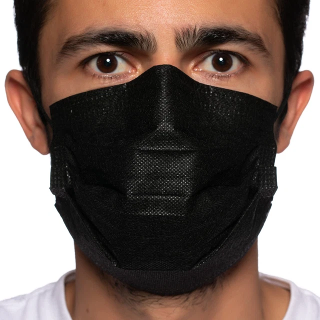 50 SURGICAL GRADE BLACK ASTM 1 Face Mask Mouth & Nose Protector ...