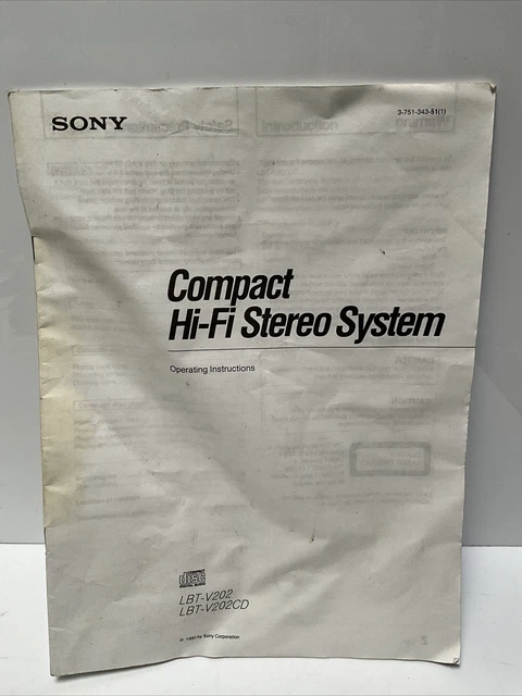 SONY LBT-V202 INSTRUCTION Book Only Compact HI-Fi stereo System £9.00 ...