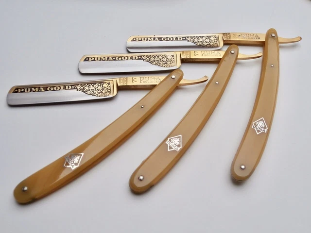 PUMA GOLD RASIERMESSER Solingen RARE Straight Razor Classy 7-DAY SET ...