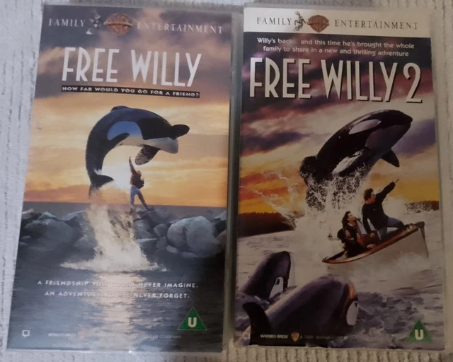 FREE WILLY 1 & 2 VHS video cassettes PAL UK printings close captioned £ ...