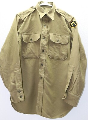 WWII US ARMY wool shirt w Ryukyus Command Okinawa Patch 14 x 33.5 M334 ...