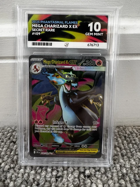 MEGA CHARIZARD X Ex SR Phantasmal Flames Ace 10 Gem Mint Pokemon Card £ ...