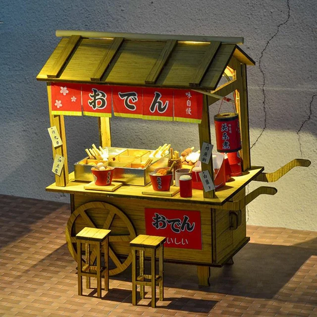 DIY DOLLHOUSE KIT with LED Oden Stall Stand Building Kits Toy Creative ...