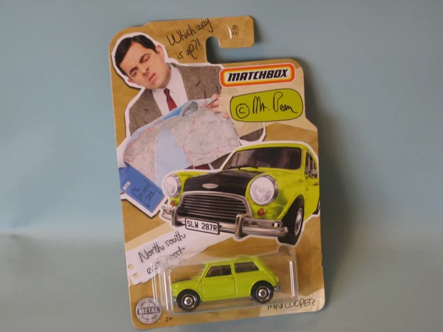 MATCHBOX MR BEAN Austin Mini Cooper S Green in USA Rare Blister 60mm TV ...