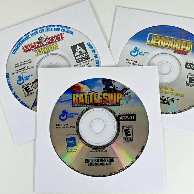 BATTLESHIP MONOPOLY JEOPARDY! CD ROM Games (General Mills Edition ...