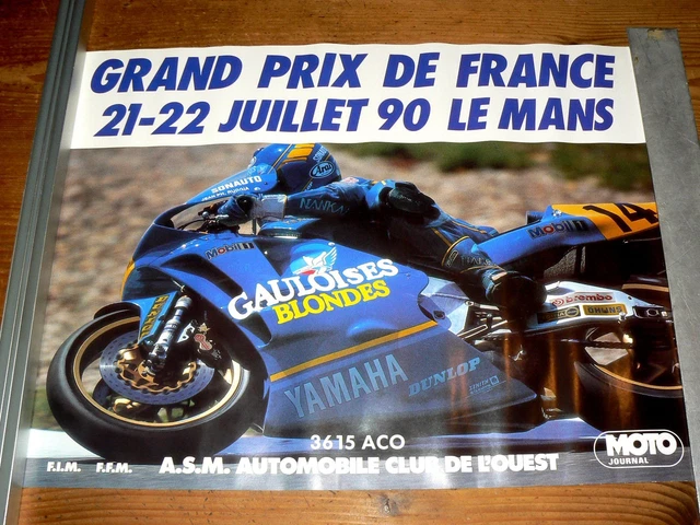 Affiche Grand Prix De France Le Mans Moto 1990 Yamaha Jp Ruggia Course