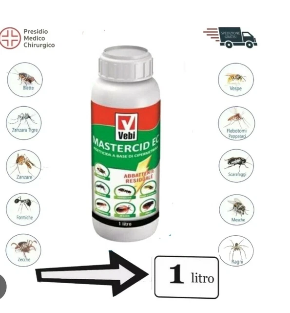 INSETTICIDA MASTERCID EC Cipermetrina Vebi Concentrato 1 Lt Scarafaggi ...