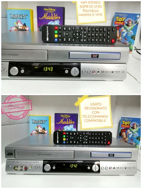 JVC VIDEOREGISTRATORE VHS/DVD Player Hifi Stereo Sqpb (S-Vhs) Hr-Xv1 2 ...
