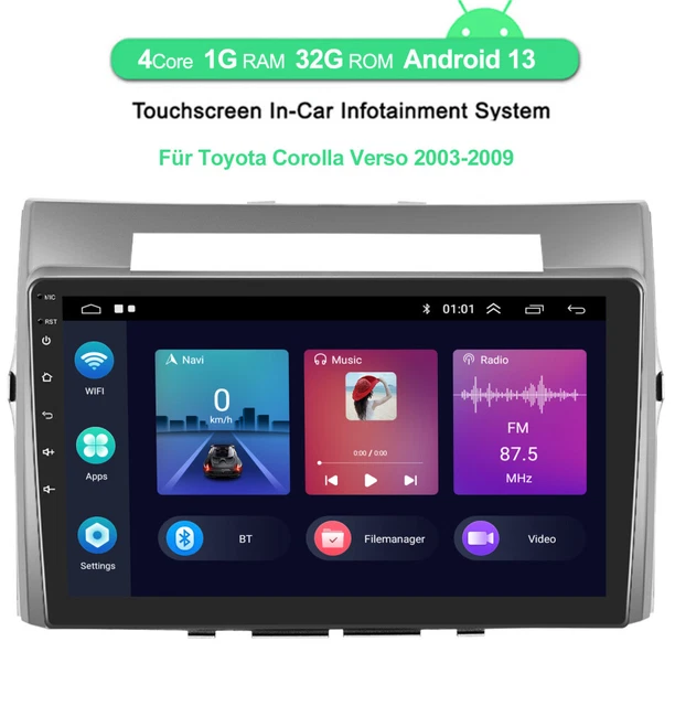 DAB+9& TOUCHSCREEN ANDROID13 Auto Radio Carplay Für Toyota Corolla Verso 2003-09 EUR 119,99 ...