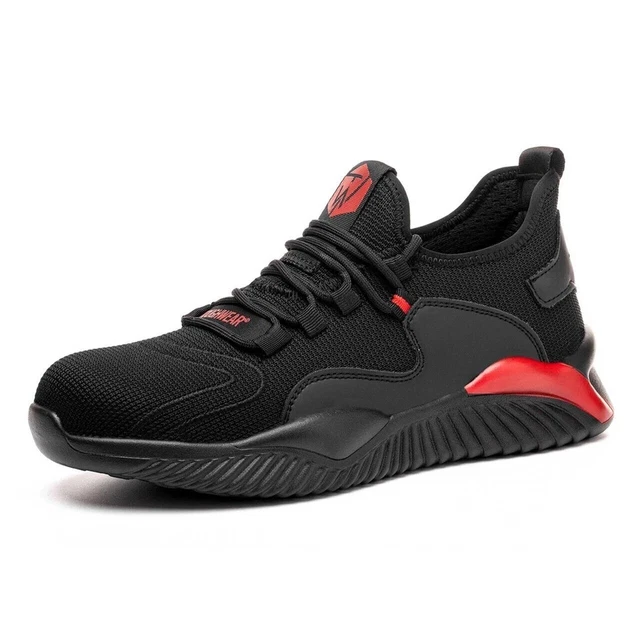 WISETT MENS STEEL Toe Safety Trainers Black Red Shock Absorbing EU 41 ...