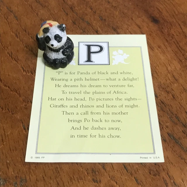 1985 FRANKLIN MINT ~ Animal Alphabet Thimble Collection ~ Panda ...