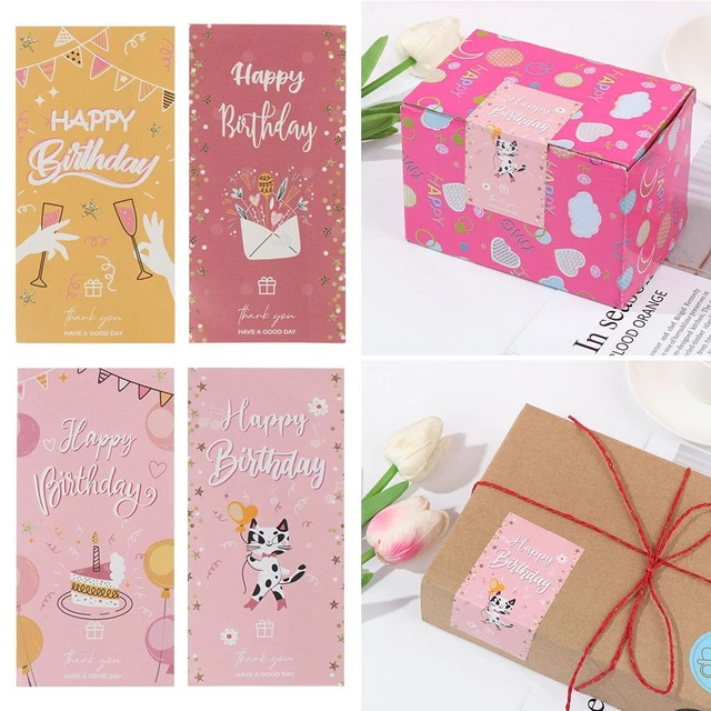 PACKAGE SEAL LABELS Gift Wrapping Decals Happy Birthday Thank You ...