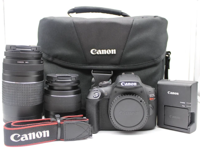 CANON EOS REBEL T7 DSLR Camera EF-S 18-55mm and EF 75-300mm Double Zoom ...