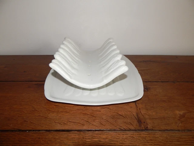 ANCIEN PLAT À ASPERGES avec Plateau à égoutter en PORCELAINE BLANCHE ...