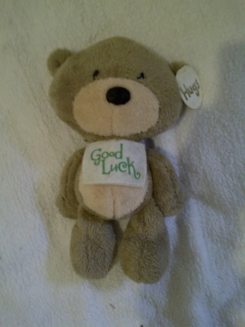 THE CARD FACTORY Hugs Brown Bear ‘ Good Luck’ Supersoft Toy 10" *Tagged ...