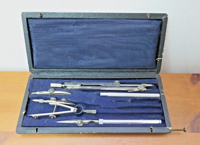 VINTAGE FRENCH MATHEMATICAL Drawing Instruments Geometry Set France in ...