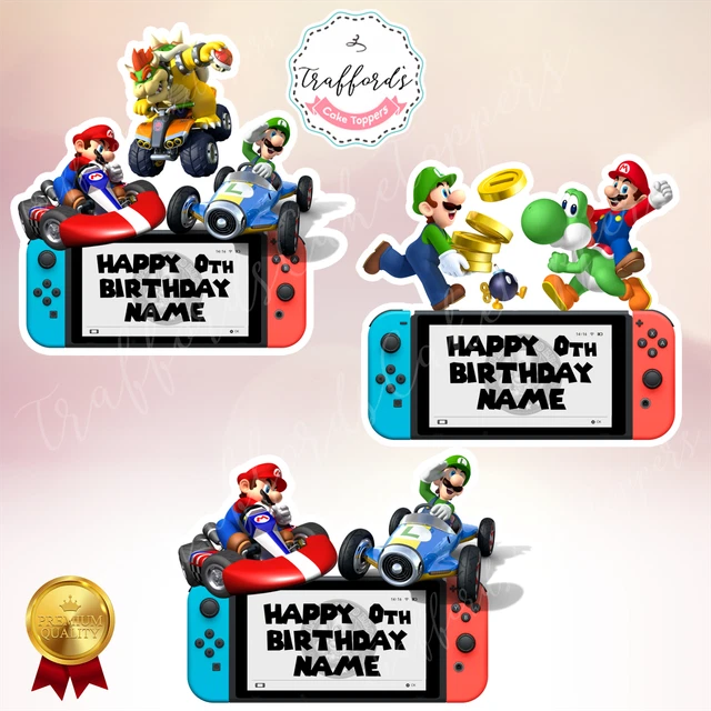 SUPER MARIO SWITCH Personalised Cake Topper 6.5 Inch Name, Icing, Wafer ...