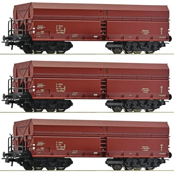 ROCO 6600044 3-TLG. Set: Selbstentladewagen, PKP. Ep. IV H0 + Neu EUR 99,20 - PicClick DE