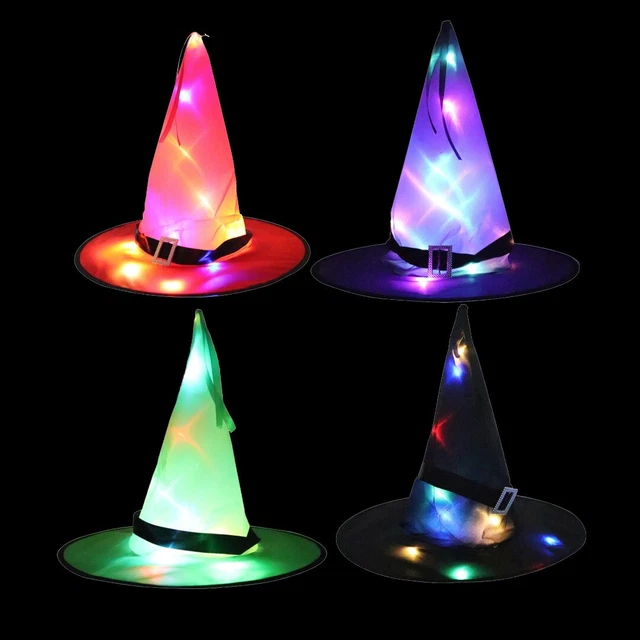 4 PCS HALLOWEEN Decoration Witch Hat LED Lights Halloween Witch Hat ...