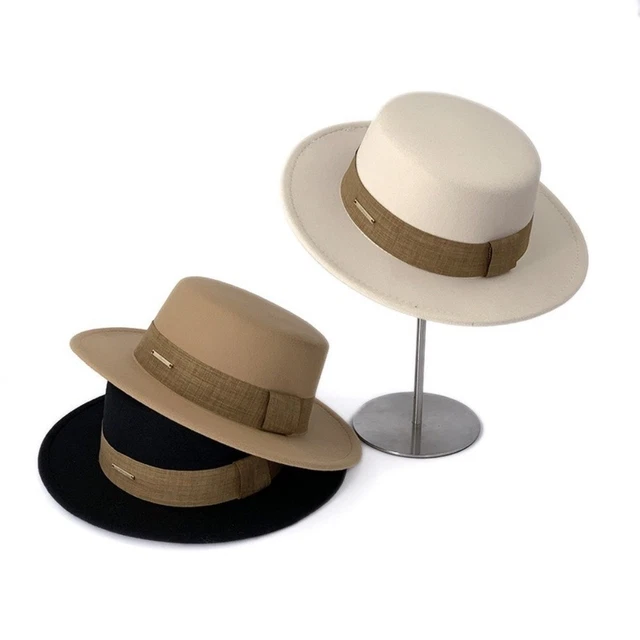 FORMAL FLAT FELT Hat Adjustable Fedoras Hats Dress Accessories $23.24 ...