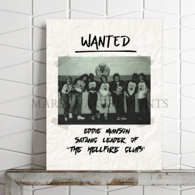 STRANGER THINGS 4 Eddie Munson Hellfire Club Wanted Poster $15.09 ...