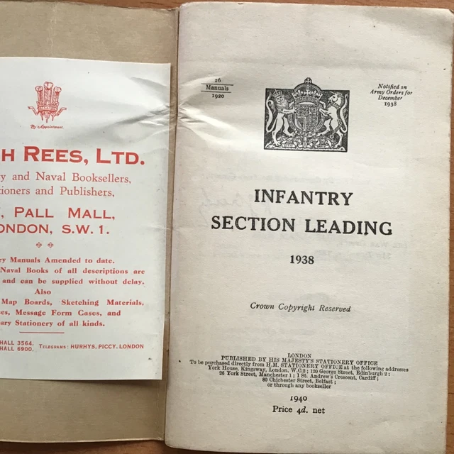 ORIGINAL WWII BRITISH Army Training Pamphlet: Infantry Section Leading ...
