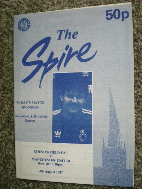 CHESTERFIELD V MANCHESTER UNITED, 4th AUG 1987, NO WRITING, MINT ...