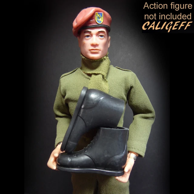 VINTAGE 60S ACTION Man Short Black Boots w/ Rimmed Soles - fits GI Joe ...