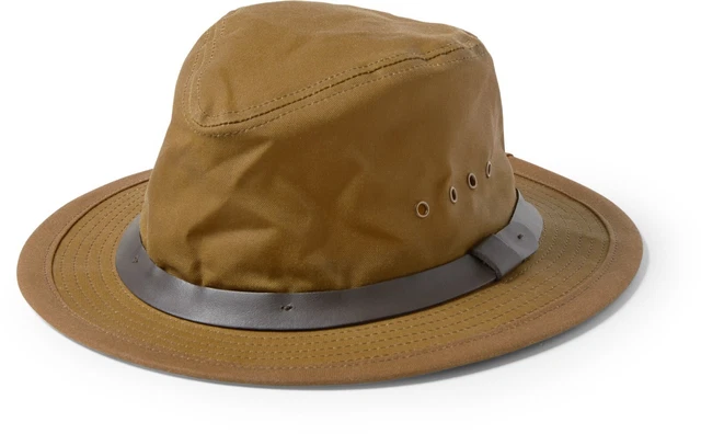 FILSON TIN CLOTH Packer Hat 11060015 MADE IN USA Dark Tan Khaki Waxed ...