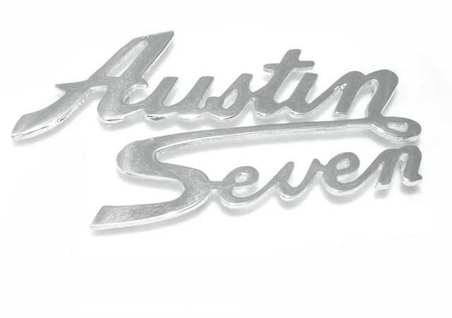 REPRODUCTION FRONT GRILL Austin Seven Logo Script Badge Metal Chrome ...
